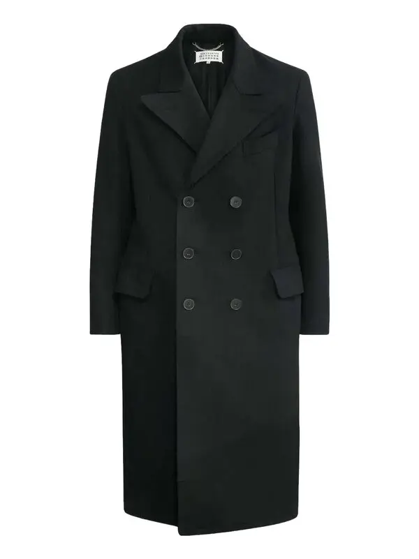 MAISON MARGIELA Virgin Wool Double-breasted Coat - Black
