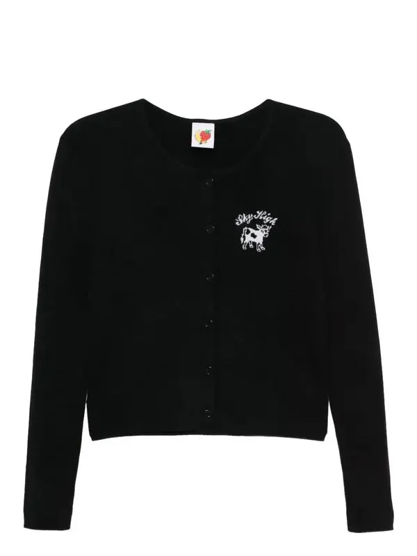 SKY HIGH FARM WORKWEAR Intarsia-knit Logo Cardigan - Black