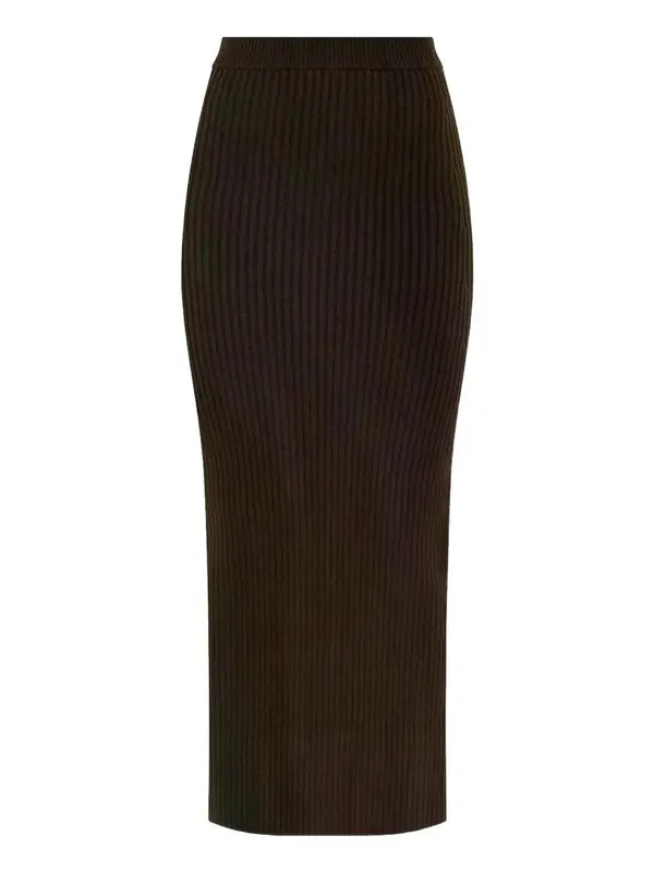 Max Mara Boris Ribbed Midi Skirt - Brown