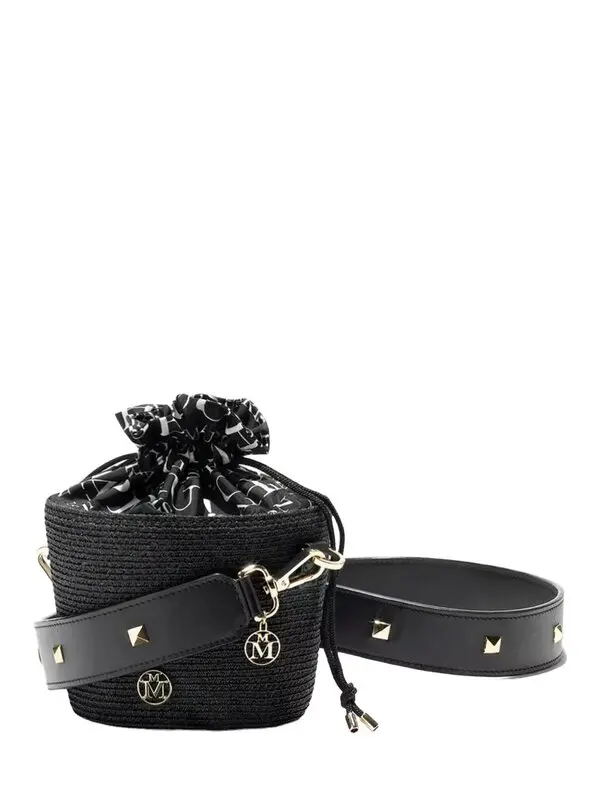 MAISON MICHEL Braided Bucket Bag With Stud Detailing - Black