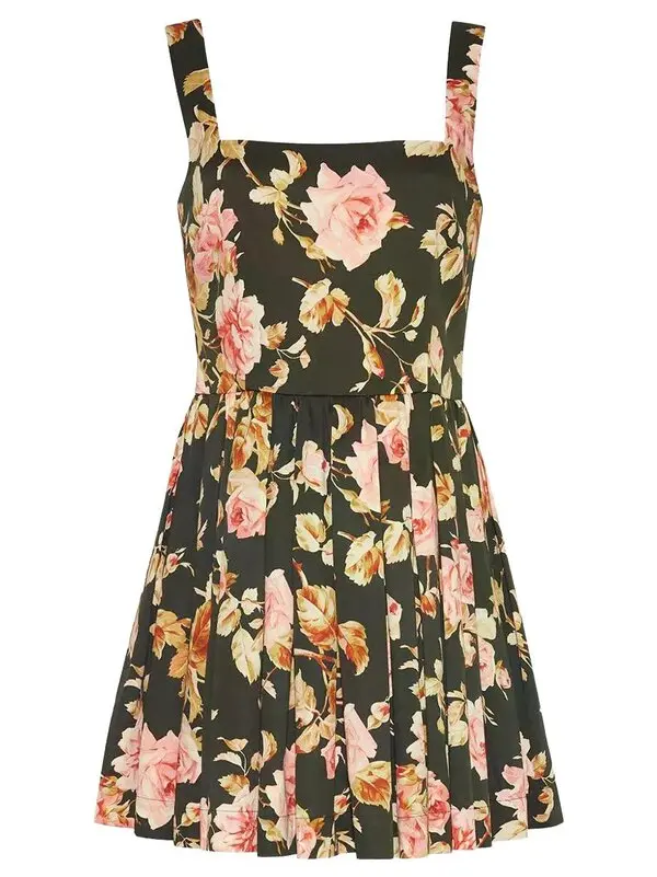 Cara Cara Basil Floral-print Midi Dress - Black