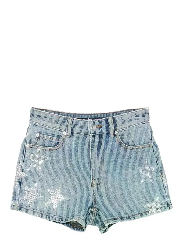 Alexander Wang Star-embellished Denim Shorts - Blue