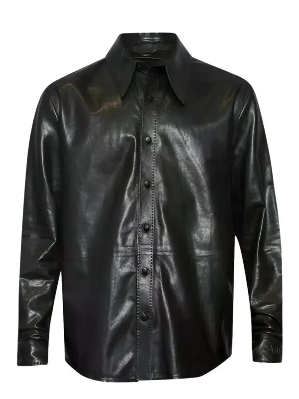 Amiri Button-fastening Leather Jacket - Black