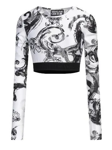 Versace Cropped Signature Print T-shirt - Off White