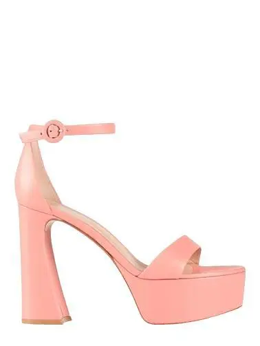 GIANVITO ROSSI Leather Ankle Strap Sandals - Salmon Pink