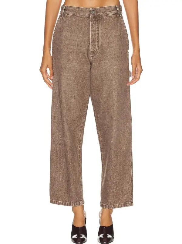Bottega Veneta Cropped Wide Leg Denim Trousers - Brown