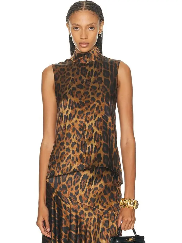 Adam Lippes Varick Top - Natural Leopard