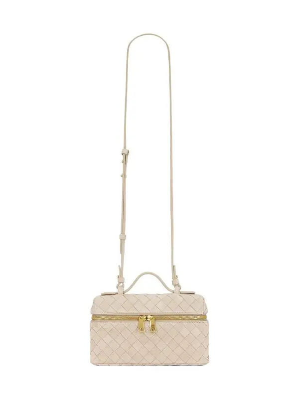 Bottega Veneta Bang Bang Suede Vanity Bag - Ecru & Gold