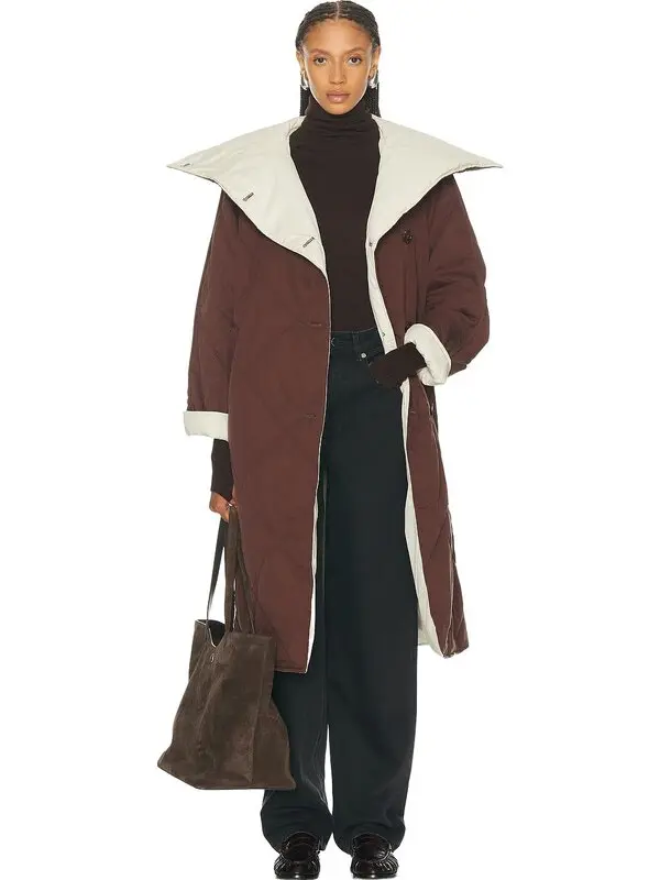 Varley Annalise Reversible Wrap Coat - Deep Mahogany & Birch
