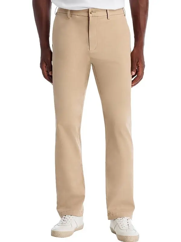 Peter Millar Signature Sateen Flat Front Trousers - Khaki