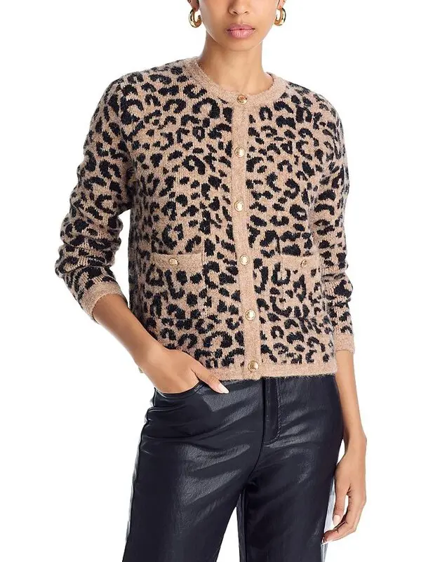 Aqua Leopard Print Cardigan - Camel/black