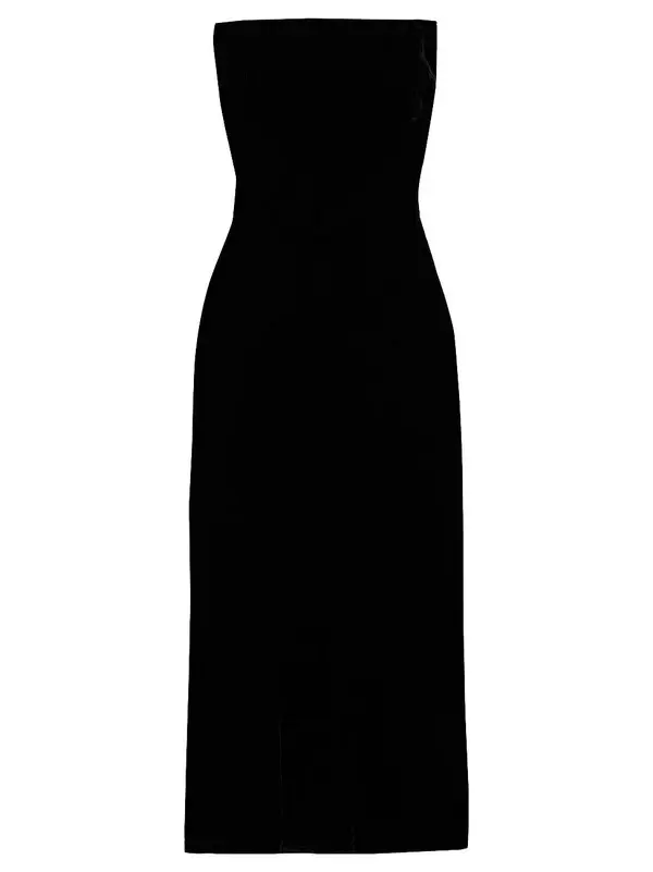 Veronica Beard Flora Strapless Velvet Midi Dress - Black