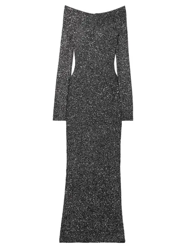 Stella McCartney Off-the-shoulder Sequined Knitted Gown - Silver