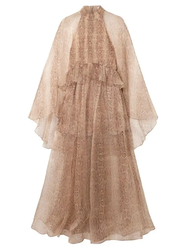 Zimmermann Memento Ruffled Leopard-print Silk-organza Maxi Dress - Cream