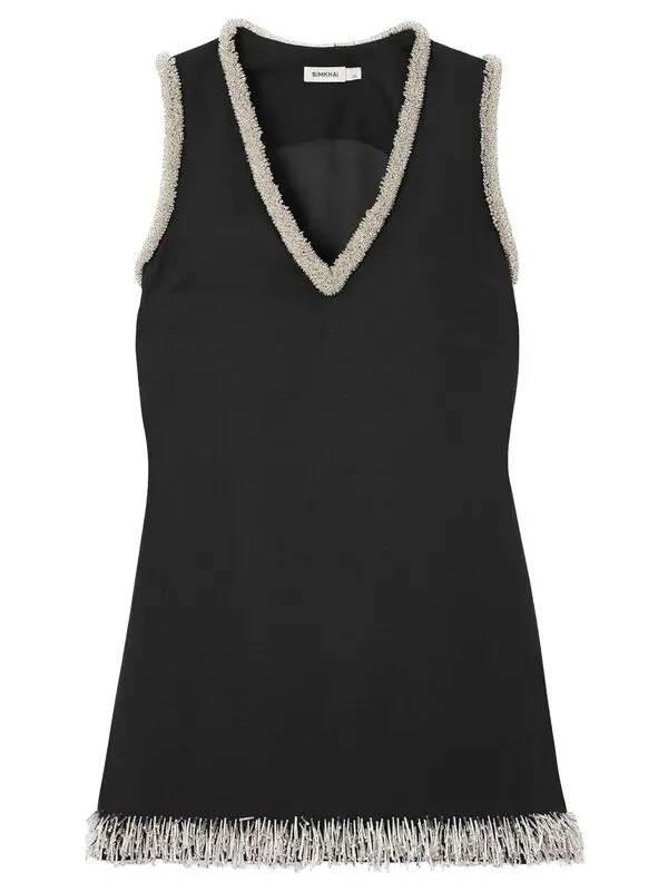 Simkhai Darcy Embellished Crepe Mini Dress - Black