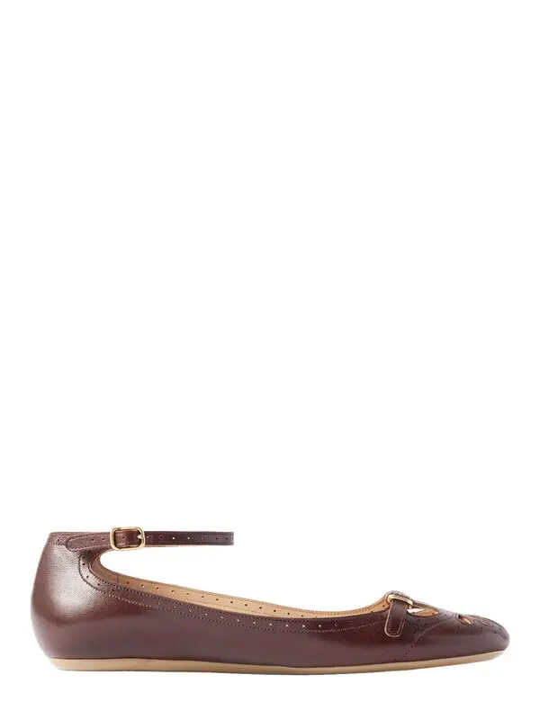 Chloé Misty Laser-cut Leather Ballet Flats - Burgundy
