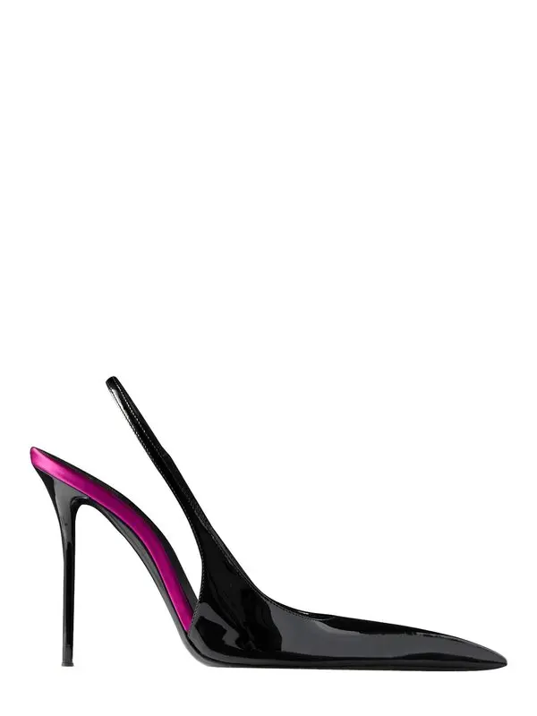 Saint Laurent Amalia Patent-leather Slingback Pumps - Black