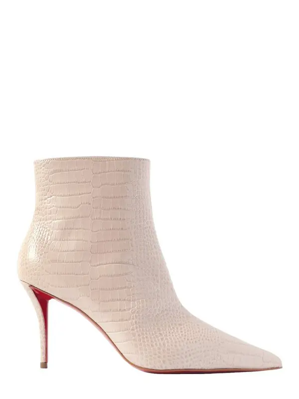 CHRISTIAN LOUBOUTIN Miss Z 80 Croc-effect Leather Ankle Boots - Neutrals
