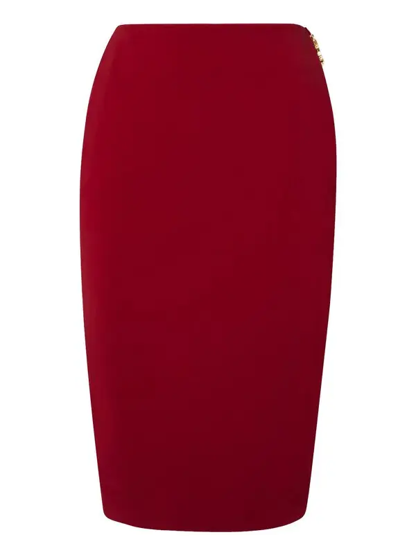 Saint Laurent Grain De Poudre Pencil Skirt - Red