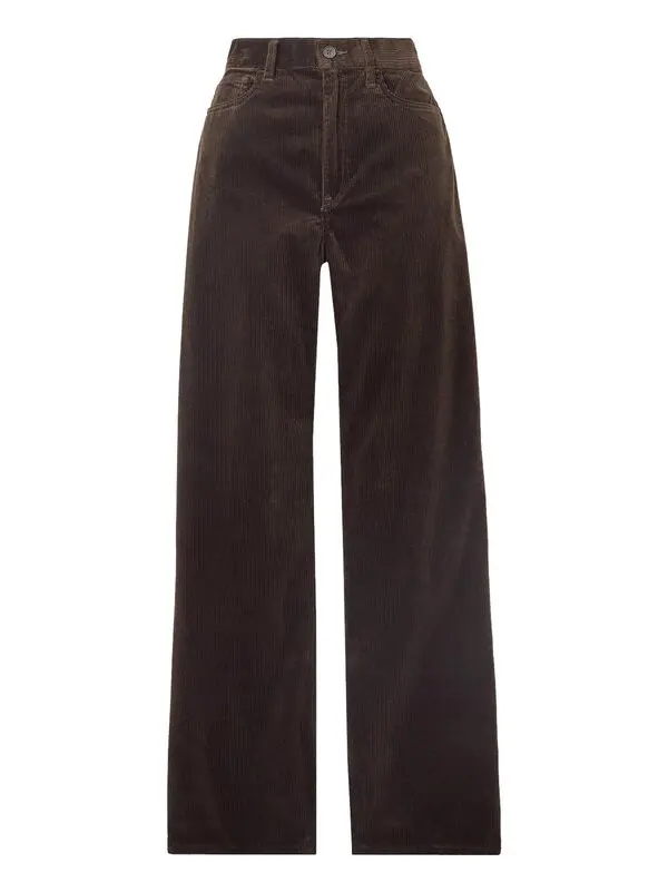 Polo Ralph Lauren Cotton-corduroy Wide-leg Trousers - Brown