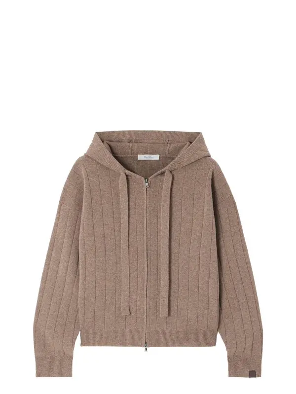 Max Mara Ruberia Ribbed Cashmere Zip-up Hoodie - Brown