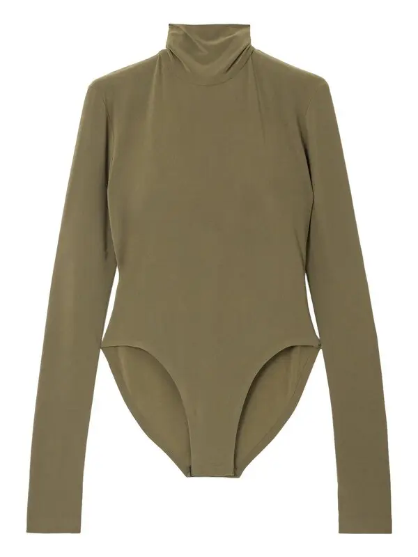 Norma Kamali Stretch-jersey Turtleneck Bodysuit - Brown