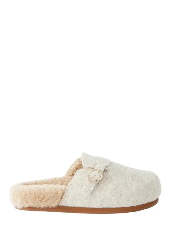 ANCIENT GREEK SANDALS Vasilitsa Shearling-lined Felt Slippers - Neutrals