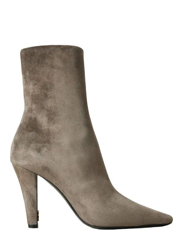 Saint Laurent Jill Suede Ankle Boots - Gray