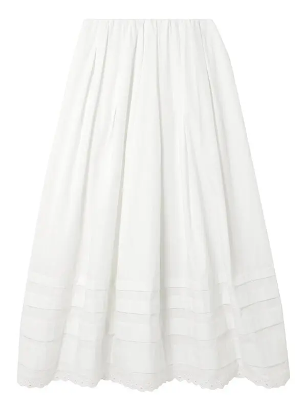 Faithfull The Brand Ruth Broderie Anglaise Cotton Midi Skirt - White