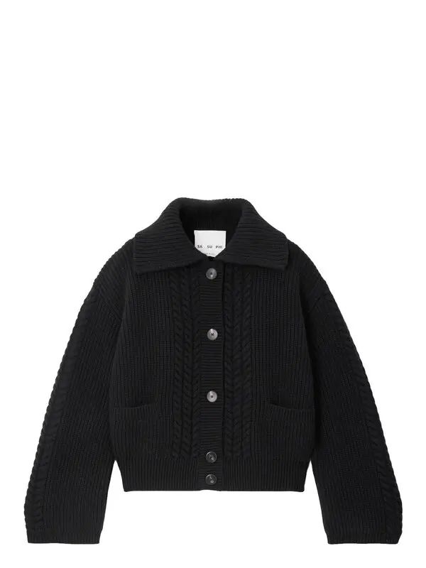 Sasuphi Cable-knit Wool And Cashmere-blend Cardigan - Black