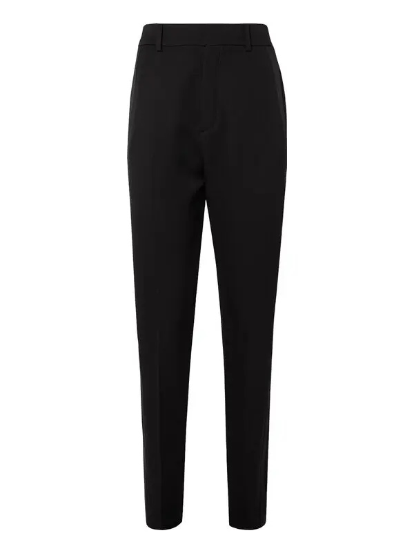 Saint Laurent Grain De Poudre Wool Tapered Trousers - Black