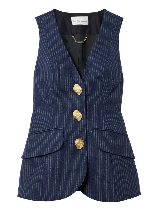 Cara Cara Wes Pinstriped Wool-blend Vest - Blue