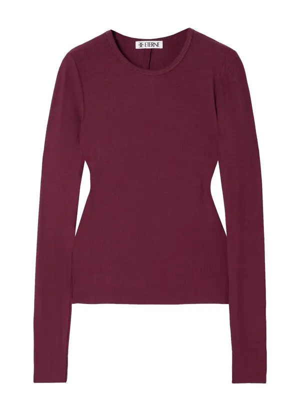 Eterne Ribbed Jersey Top - Burgundy