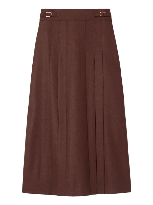 Gabriela Hearst Wesley Pleated Midi Skirt - Brown
