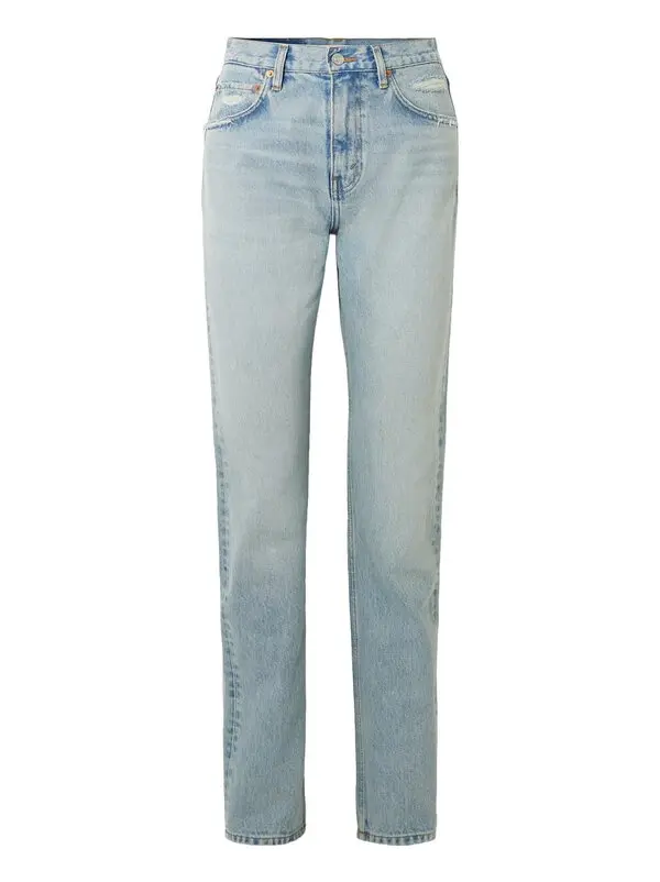 RE/DONE The Blondie Distressed High-rise Straight-leg Jeans - Blue