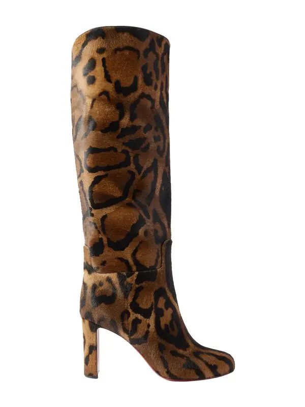 CHRISTIAN LOUBOUTIN Loo Botta 85 Leopard-print Knee Boots - Animal Print