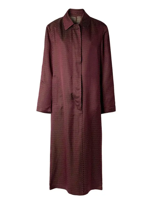Dries Van Noten Raltonas Satin-jacquard Coat - Burgundy