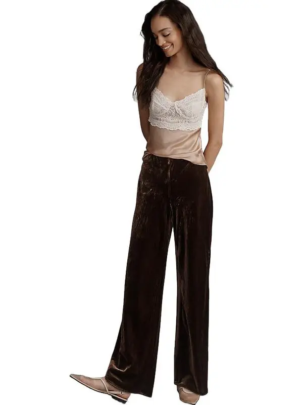Anthropologie Tilda Velvet Pants - Dark Cocoa