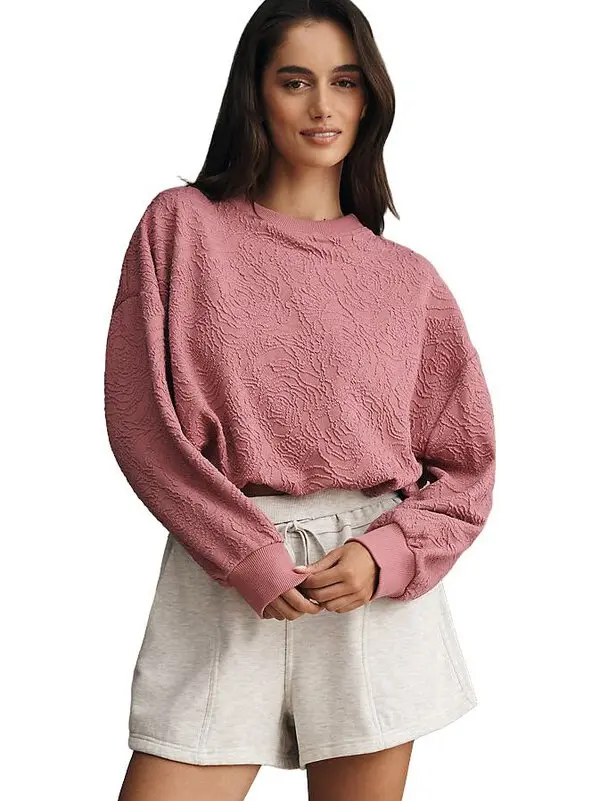 DAILY PRACTICE BY ANTHROPOLOGIE Textured Bubble Sweatshirt - Mauve Pink