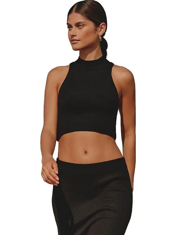 CELANDINE High-neck Top - Black Onyx