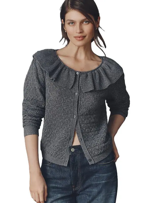 Maeve Potelle Wool-blend Cardigan Sweater - Carbon