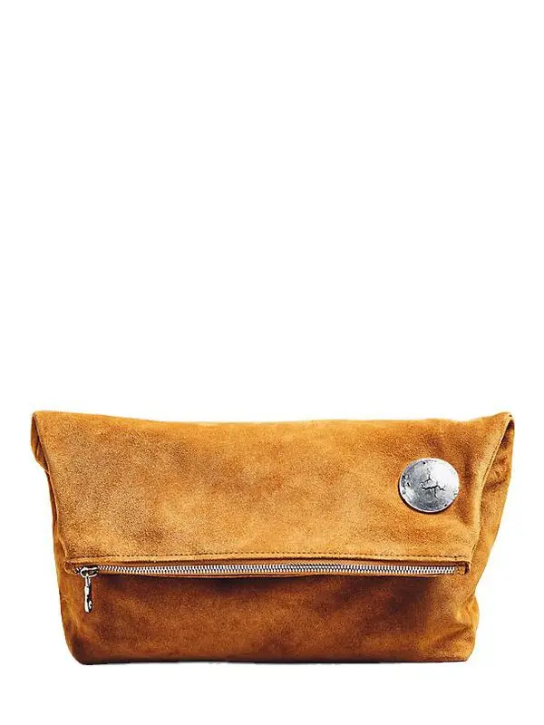 Streets Ahead Suede Clutch - Cognac