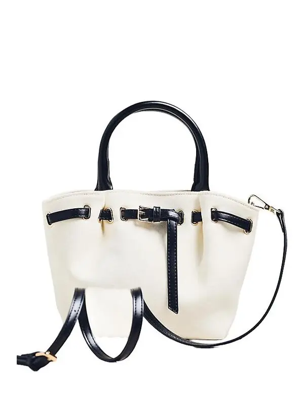 Anthropologie Mini Canvas Belted Tote - Neutral/black