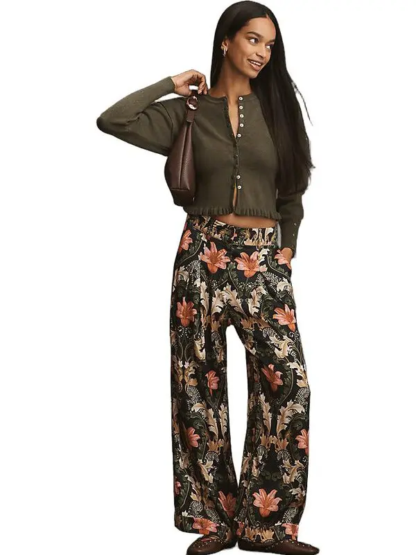 Farm Rio Floral Trouser Pants - Safari Boho