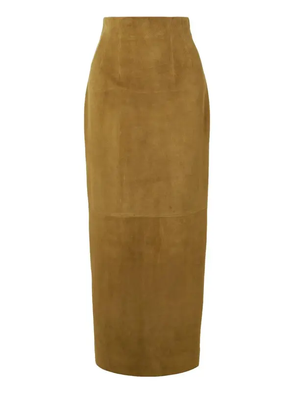 Khaite Loxley Suede Maxi Skirt - Brown