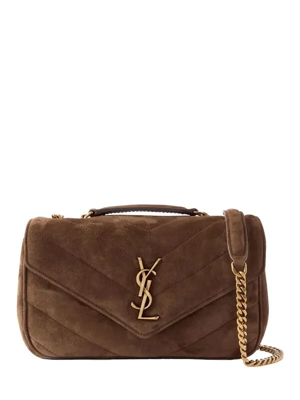 Saint Laurent Loulou Quilted Suede Shoulder Bag - Brown