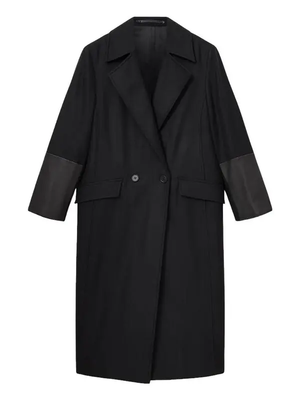 ALLSAINTS Sellma Double Breasted Italian Wool Coat - Black