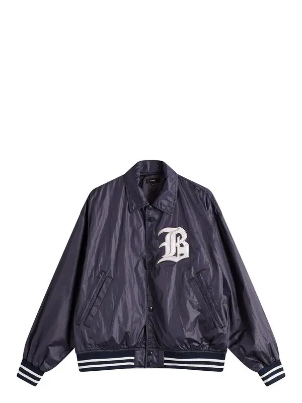 BEAMS Satin Varsity Jacket - Navy