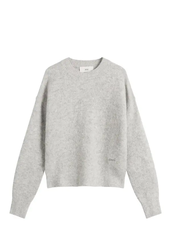 Ami Wool And Alpaca Knit Crew Neck Jumper - Gris