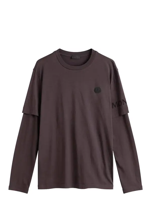 Moncler Long Sleeve Double Layer T-shirt - Brown